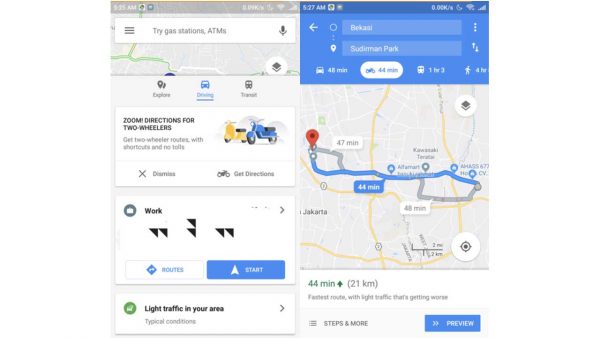 Mode Berkendara Roda Dua Sudah Hadir untuk Google Maps di Indonesia